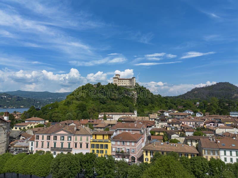 Aerial View of the Rocca the Angera Fortress Stock Image - Image of ...