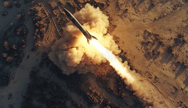 Aerial View of Rocket Launch Desert Landscape High Quality Image Stock ...