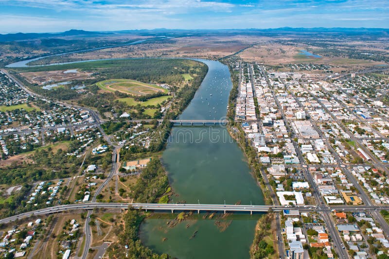 Fitzroy River Bridge Rockhampton QLD Stock Image - Image of boat ...