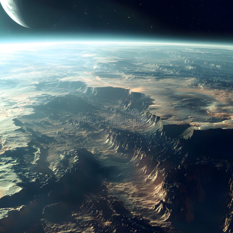 Aerial View of a Rocky Planet Surface, Space Scenery Stock Illustration ...