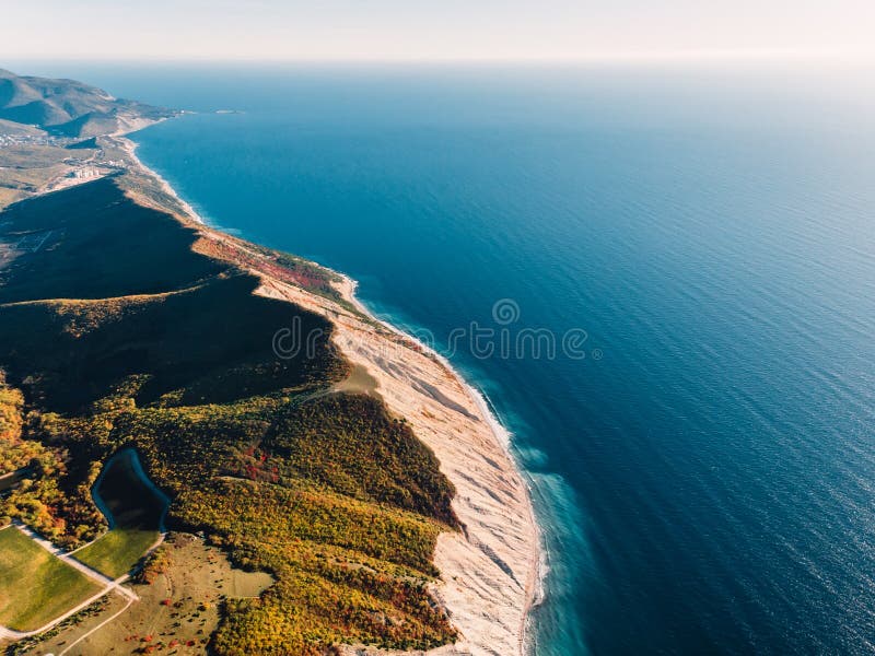 Aerial View of Rocky Shore with Cliff and Sea Stock Image - Image of ...