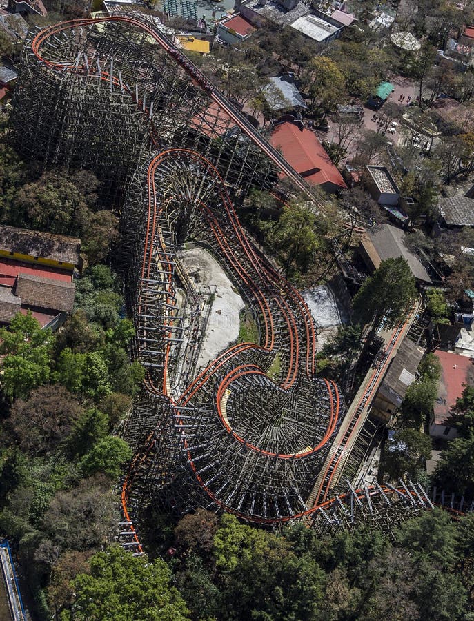 Aerial View of Roller Coaster Stock Photo - Image of excitement, cdmx ...
