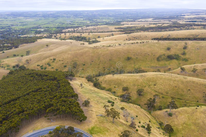 Aerial View of Rolling Green Hills in Regional Australia Stock Photo ...