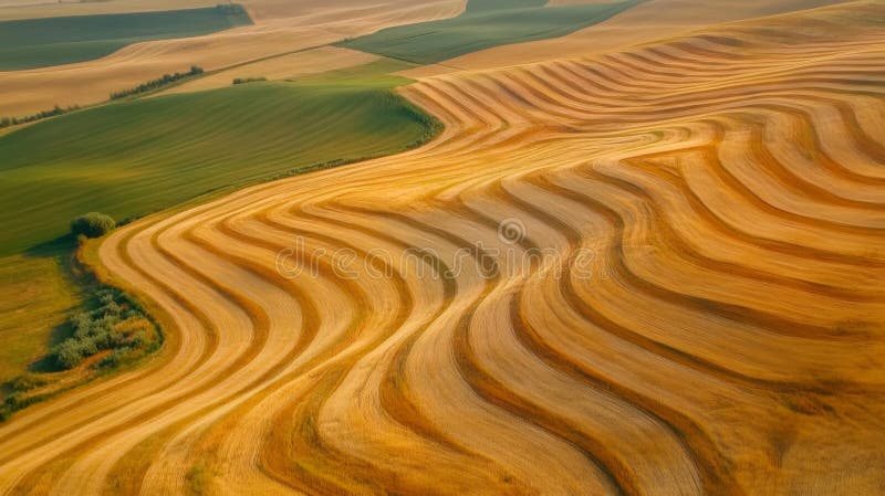 Aerial View of Rolling Hills with Wavy Cultivated Fields Stock ...