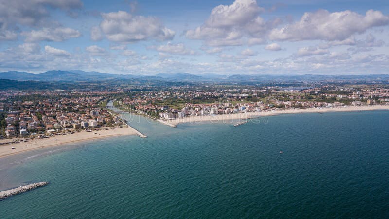 Aerial View of the Romagna Coast with the Beaches of Riccione, Rimini ...