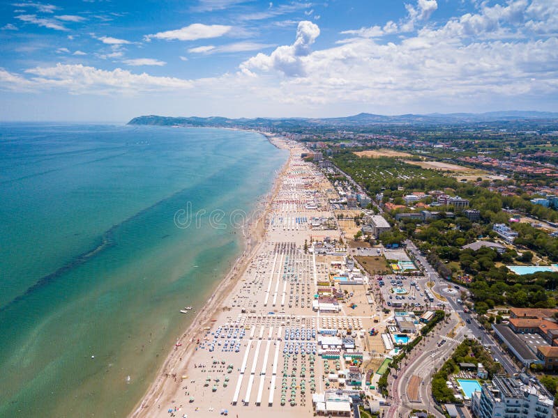 Aerial View of the Romagna Coast with the Beaches of Riccione, Rimini ...