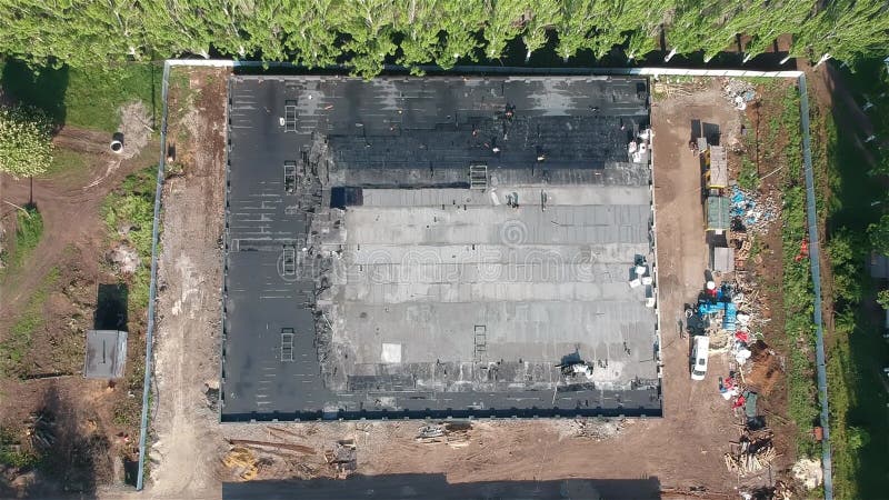 Aerial View of Roof Arrangement at Construction Site Using Foam ...