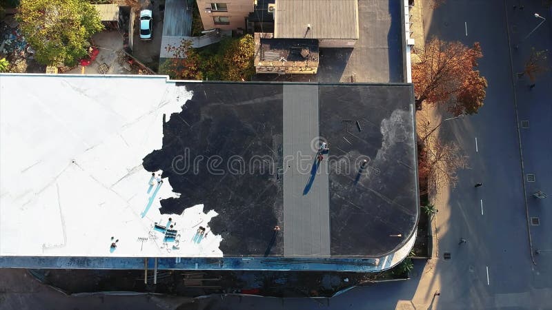 Aerial View of Roof Arrangement at Construction Site Using Foam ...