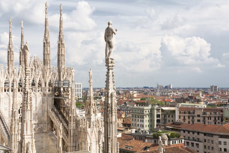 Aerial View, Roof of the Cathedral of Milan Stock Image - Image of ...