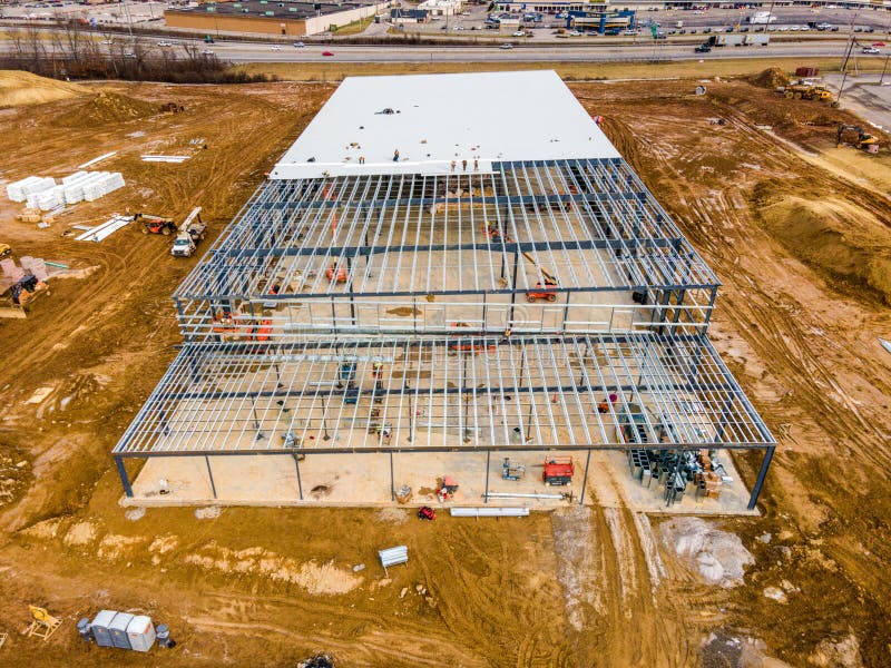 Aerial View of Roofing Material at Warehouse Construction Site Stock ...