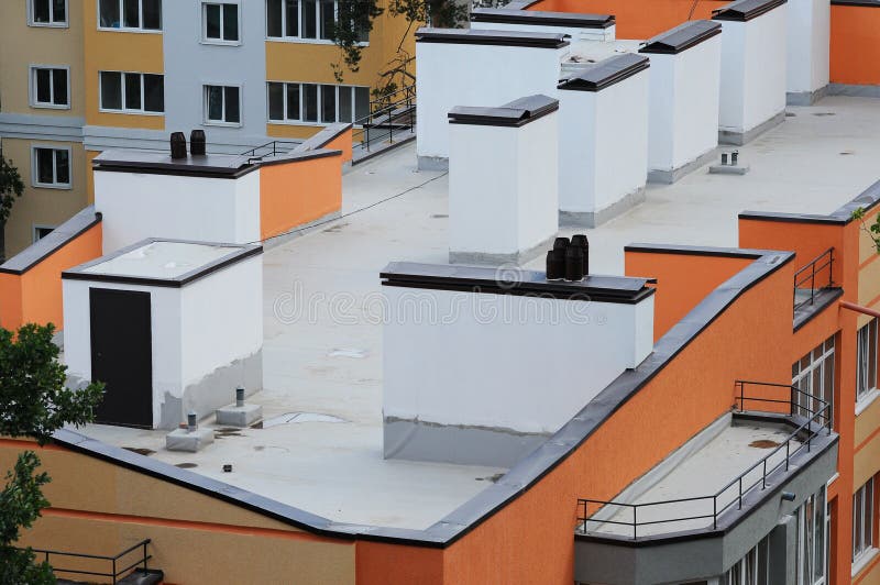 Aerial View at Roofs Modern Office Buildings Stock Image - Image of ...