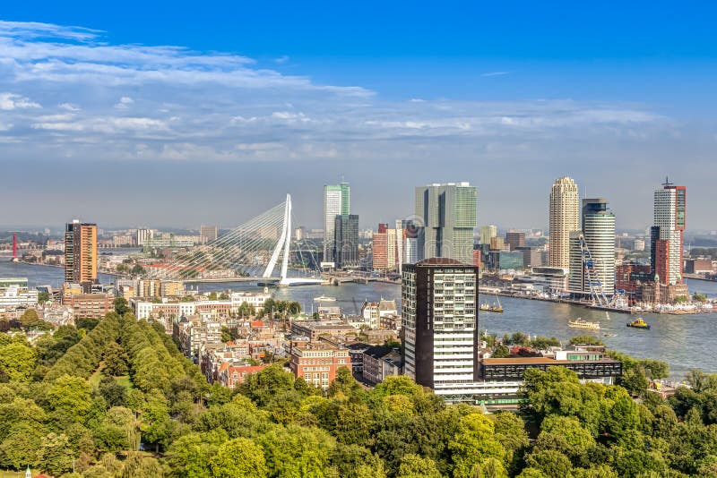 Aerial view of Rotterdam editorial stock image. Image of cityscape ...