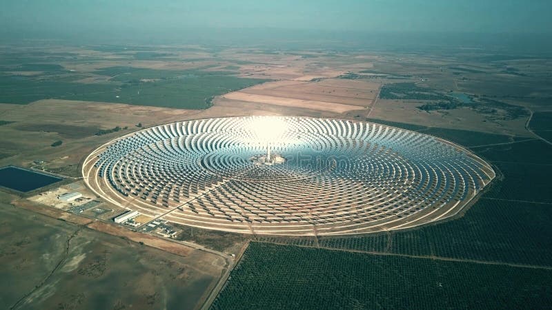Aerial View of Round Solar Power Station Stock Photo - Image of ecology ...
