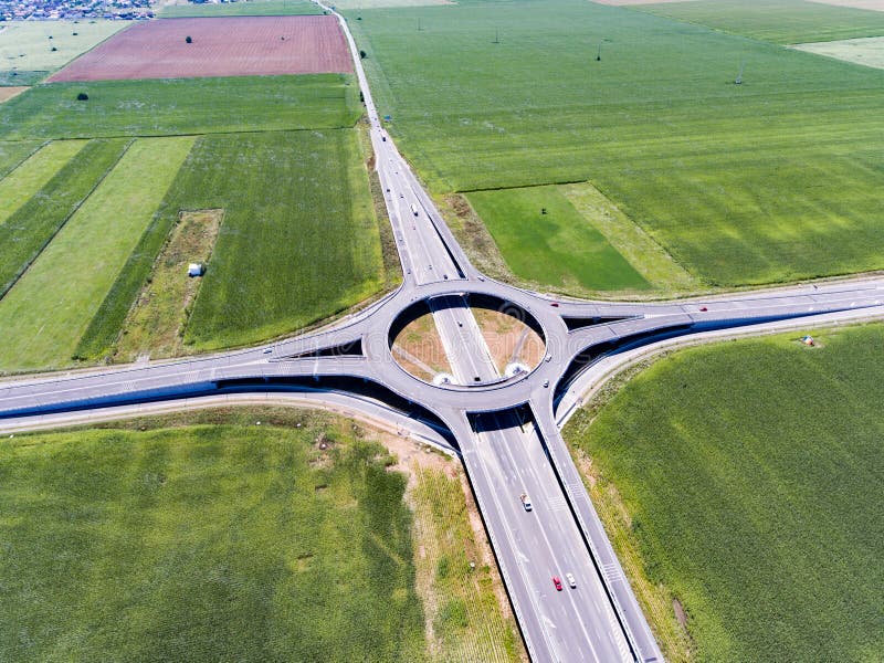 Aerial View of a Roundabout Stock Photo - Image of asphalt, drone: 97099776