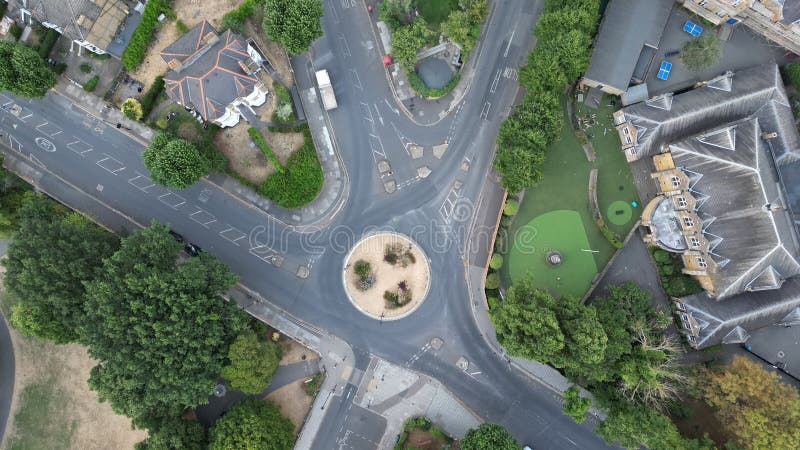 Aerial View of Roundabout Traffic Circle in London Stock Image - Image ...