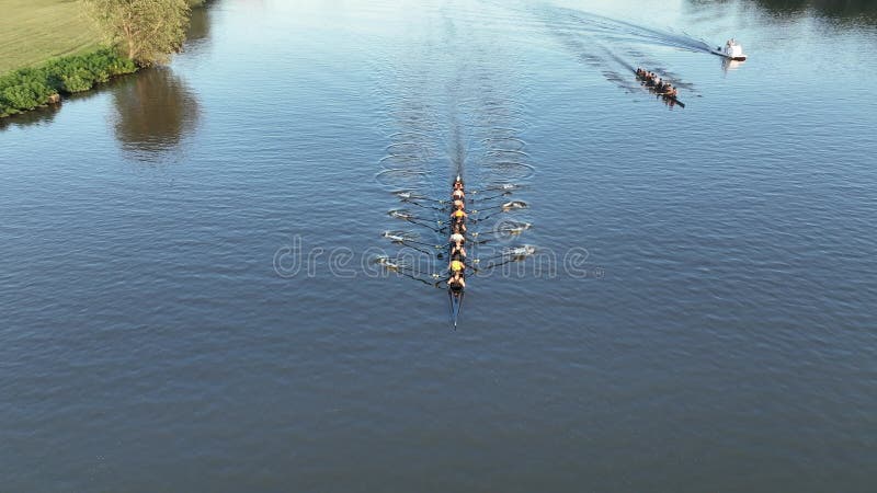 Aerial View of Rowers Practicing on Cooper River in Pennsauken New ...