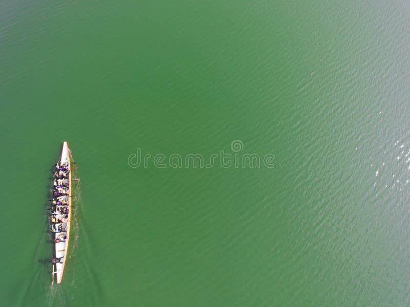 Aerial View of Rowing Team on Water Stock Image - Image of asian, sport ...