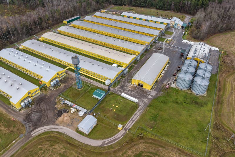 Aerial View of Rows of Agro Farms with Silos and Agro-industrial ... Aerial View of Rows of Agro Farms with Silos and Agro-industrial ...