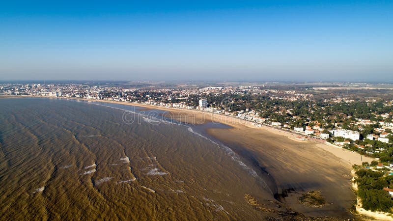 Aerial View of Royan Beach at Sunset Stock Photo - Image of blue ...