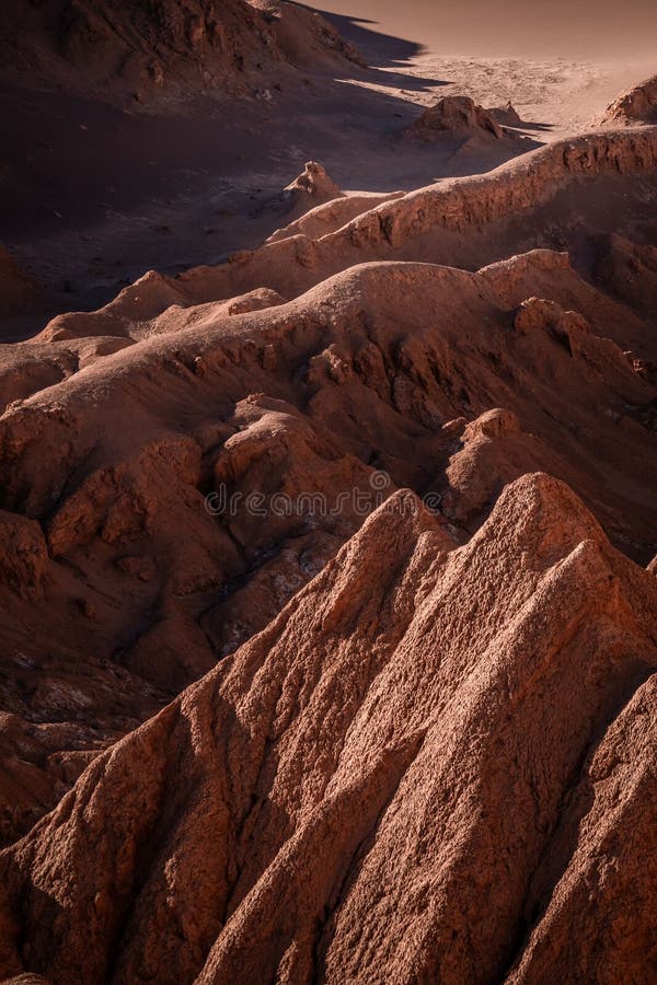 Aerial View of Rugged Desert Terrain with Sharp Ridges. Stock Photo ...