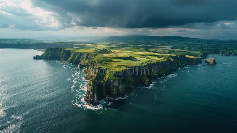 Aerial View of Rugged Peninsula with Cliffs on the Ocean. Generative AI ...