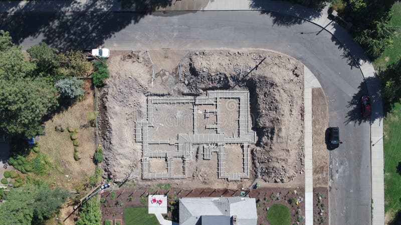 Aerial View of a Ruined House in Construction during the Daytime Stock ...