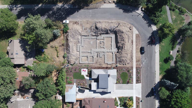 Aerial View of a Ruined House in Construction during the Daytime Stock ...