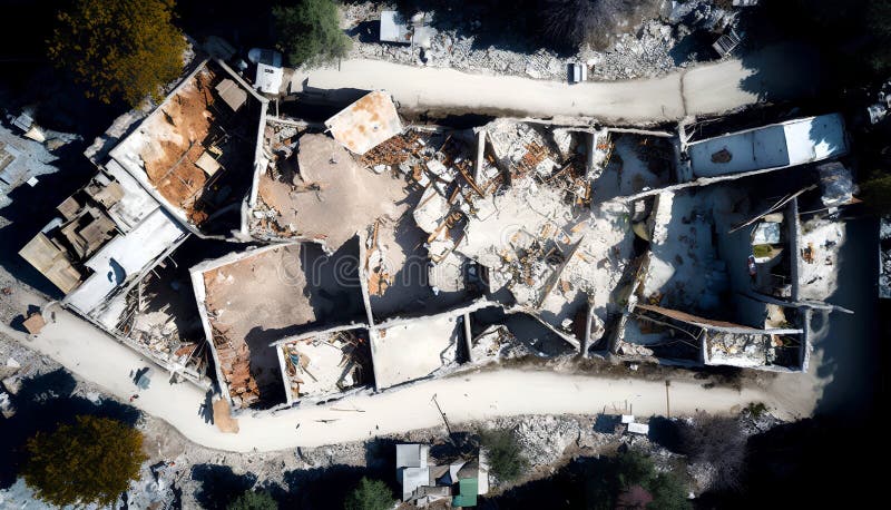 Aerial View of Ruins of Old Abandoned Building. Aerial View of ...