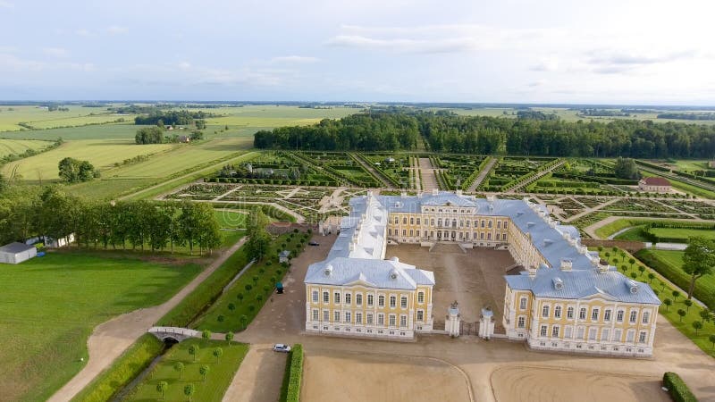 Aerial View of Rundale Castle, Lithuania Stock Image - Image of travel ...