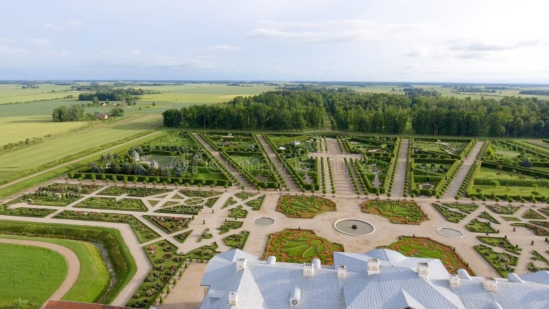 Aerial View of Rundale Castle, Lithuania Stock Photo - Image of ...