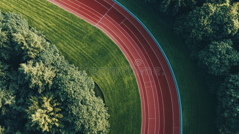 Aerial View of a Running Track Surrounded by Trees Stock Illustration ...