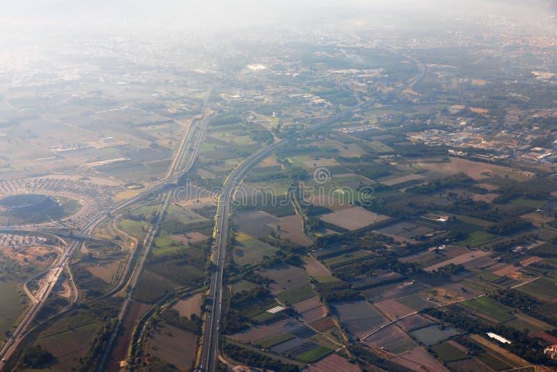 Aerial View of Rural Area with Roads and Fields Stock Photo - Image of ...