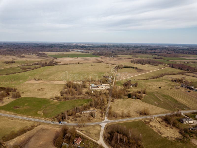 Aerial View of Rural Area and Roads in Spring Stock Photo - Image of ...