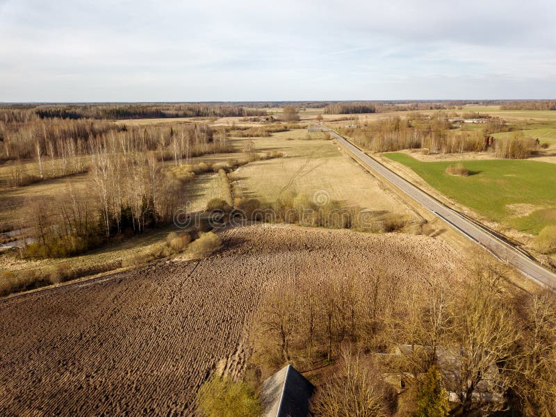Aerial View of Rural Area and Roads in Spring Stock Photo - Image of ...