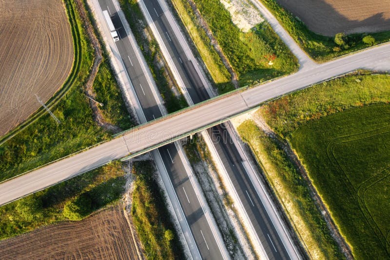 Aerial View of a Rural Highway Intersection. Stock Photo - Image of ...
