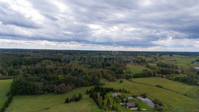 Aerial View of Rural Landscape with Fields and Forests Stock Image ...