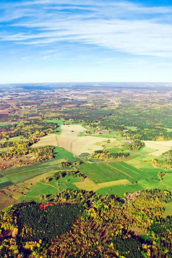 Aerial View of Rural Landscape Under Blue Sky Stock Photo - Image of ...