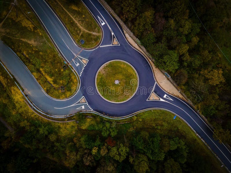 Aerial View of Rural Roundabout and Roads Stock Photo - Image of ...