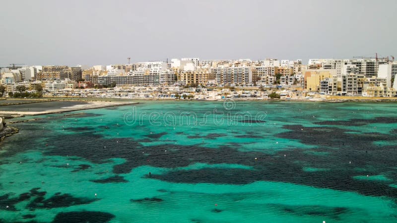 Aerial View of Salina Bay in Bugibba, Malta Stock Photo - Image of ...