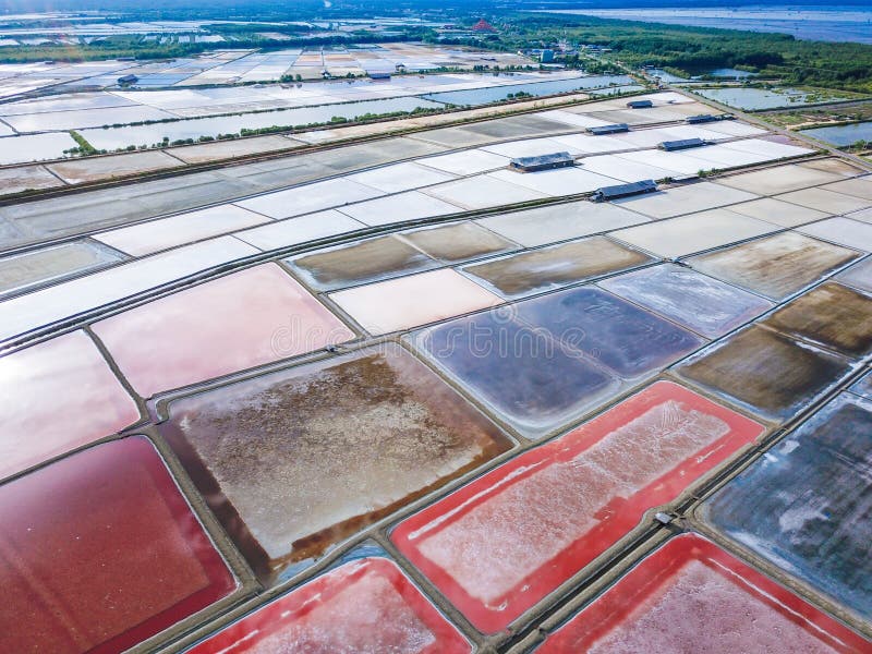 Aerial View of Salt Field at Phetchaburi Stock Photo - Image of white ...