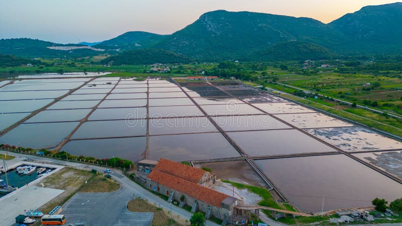 Aerial View of Salt Pans at Ston in Croatia Stock Image - Image of ...