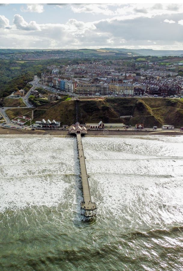 Aerial View of Saltburn Pier Stock Image - Image of landmark, pier ...