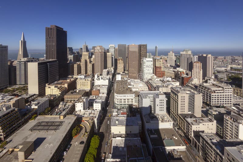 Aerial View of San Francisco with Skyscraper and Bay View Stock Photo ...