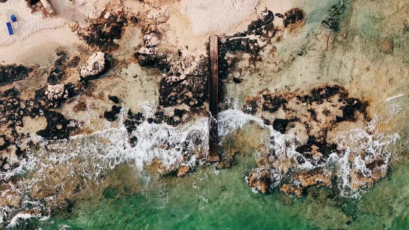 Aerial View Drone Over Beach Sea. Stock Video - Video of water, nature ...