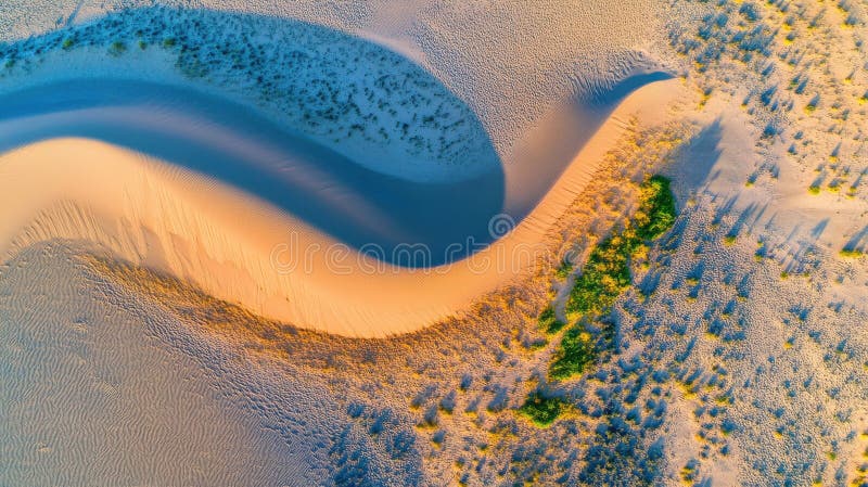 Aerial View Sand Dunes Unique Curves Patterns Desert Landscape Stock ...