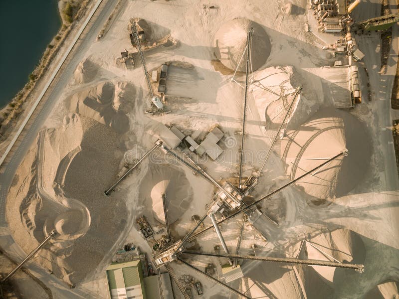 Aerial View of Sand Mine with Conveyors Stock Image - Image of objects ...