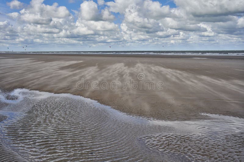 Aerial View of a Sandy Beach on a Cloudy in Dunkirk Stock Photo - Image ...