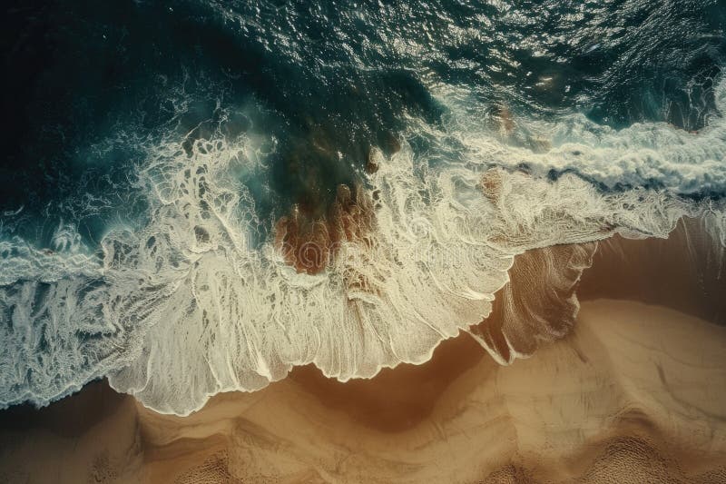 Aerial View Sandy Beach Waves Perfect Travel Vacation Themed Projects ...