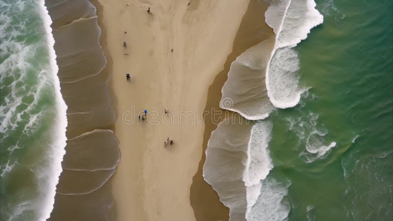 Aerial View of a Sandy Spit with Ocean Waves Stock Video - Video of ...