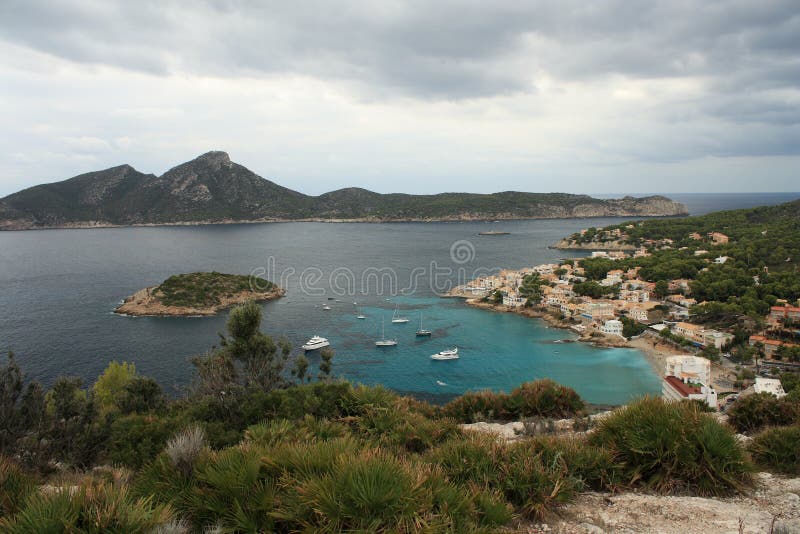 Aerial View of Sant Elm and Sa Dragonera Stock Image - Image of aerial ...